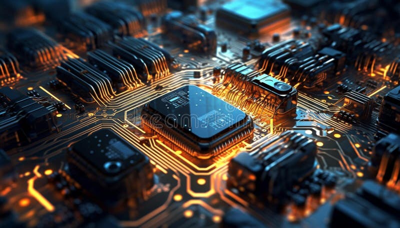 Complex Computer Chip Circuit Board Showcases Futuristic Technology and ...