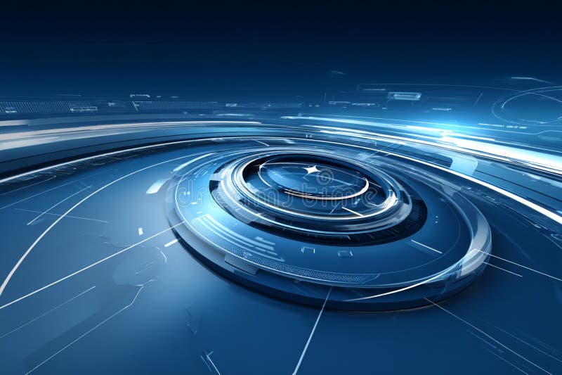 Complex Concentric Rings and Swirling Circuitry on Deep Navy Blue ...