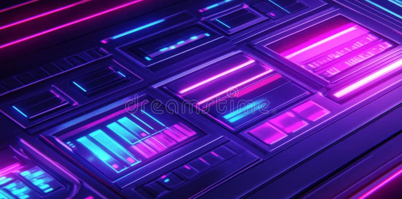 The Complex Control Panel Boasts Vibrant Neon Lights and Intricate ...