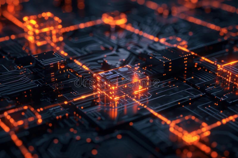 Complex Cpu is Processing Data Transmitting by Illuminated Lines Stock ...