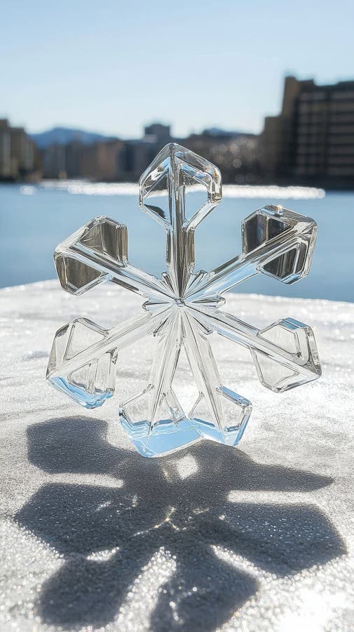 A Complex Crystal Snowflake Set Against a Blue Sky Backdrop Stock Photo ...