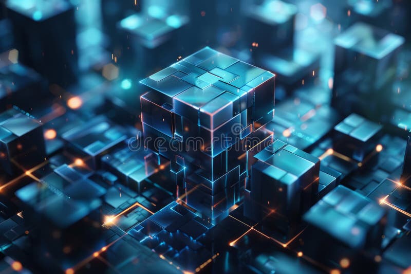 Complex Cube Structure Forming from Glowing Cubes in Technological ...