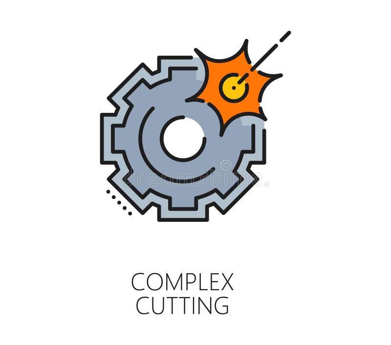 Complex Cutting Line Icon, Laser Beam and Gear Stock Vector ...