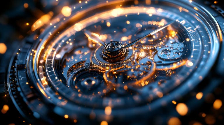 A Complex Cybernetic Mechanical Core, with Rotating Gears, Sleek Metal ...