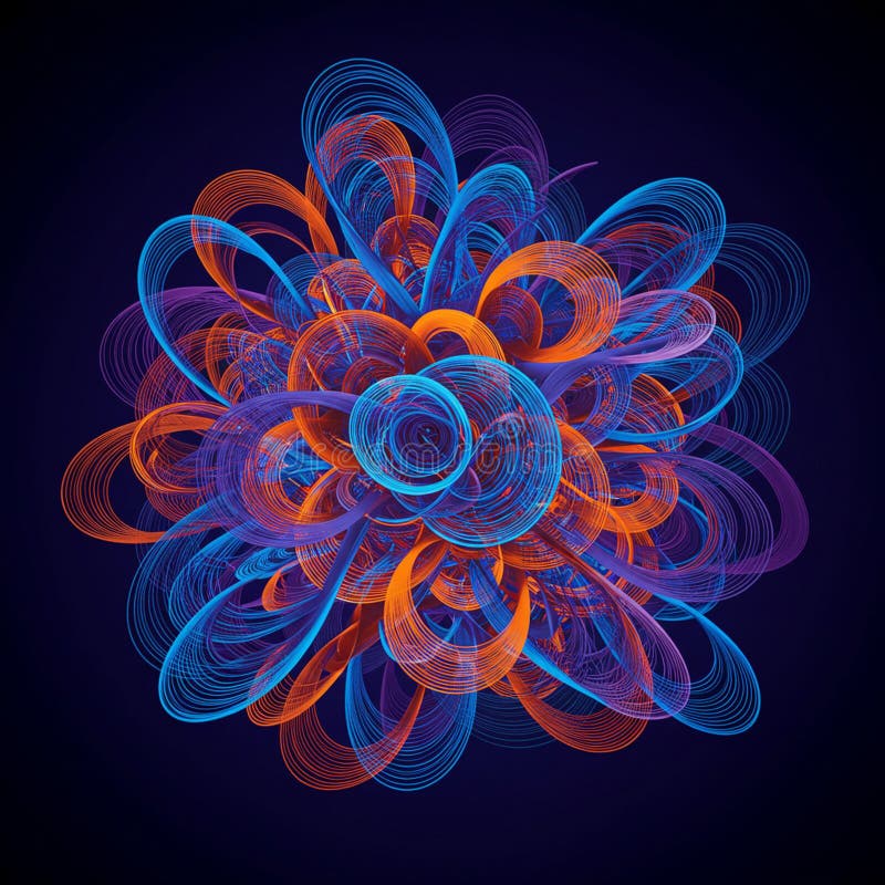 Complex 3D Digital Artwork Featuring Intertwining Loops of Vibrant ...
