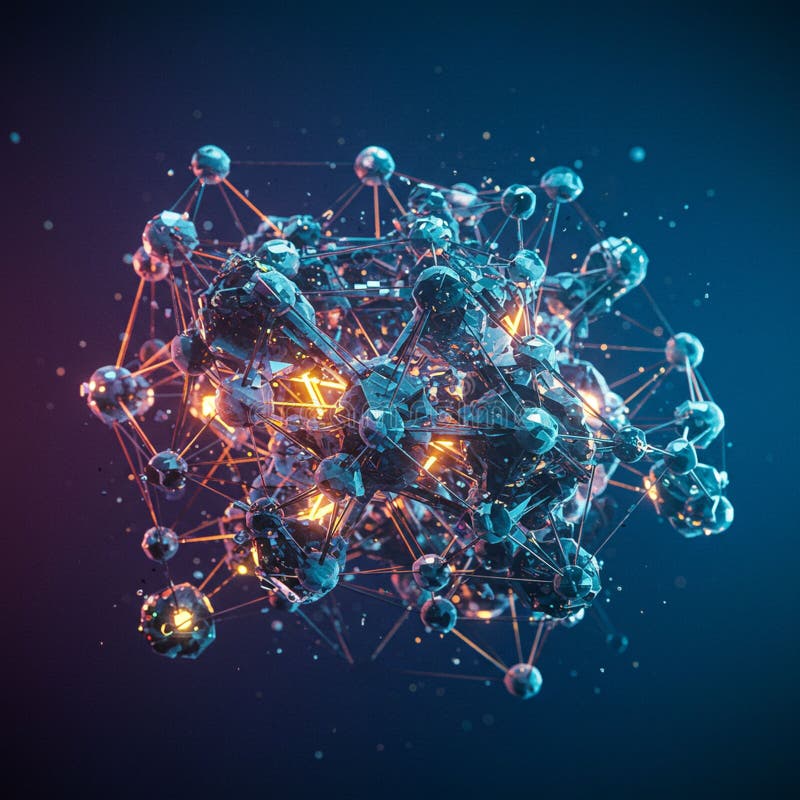 A Complex 3D Digital Creation Features Interconnected Metallic Spheres ...