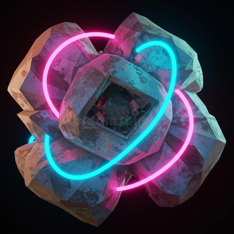 A Complex 3D Geometric Shape with a Central Cube and Chamfered Edges ...