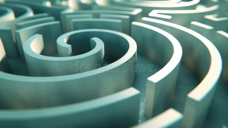 Complex 3D Maze with Illuminated Pathway Stock Illustration ...