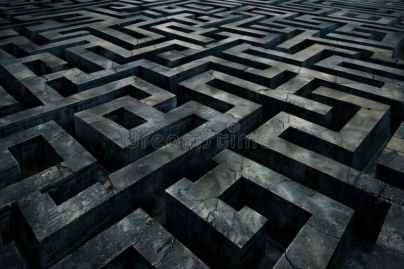 Complex 3D Maze Structure in Monochrome Stock Image - Image of teaser ...