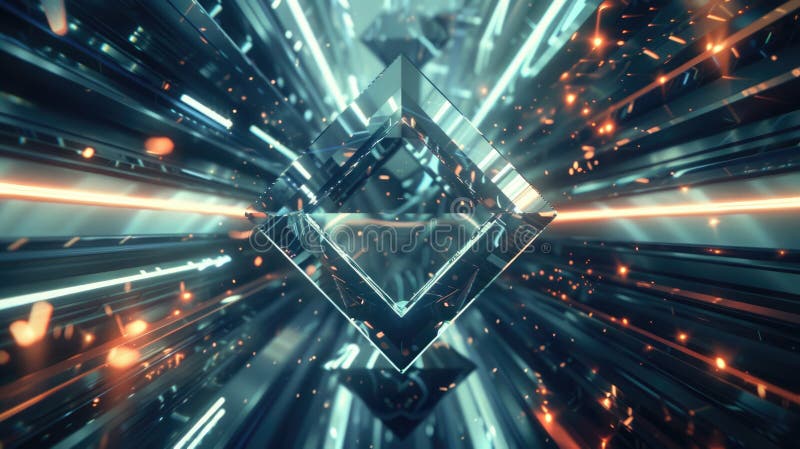 Complex 3D Structure with Lines and Triangles Forming a Large Diamond ...