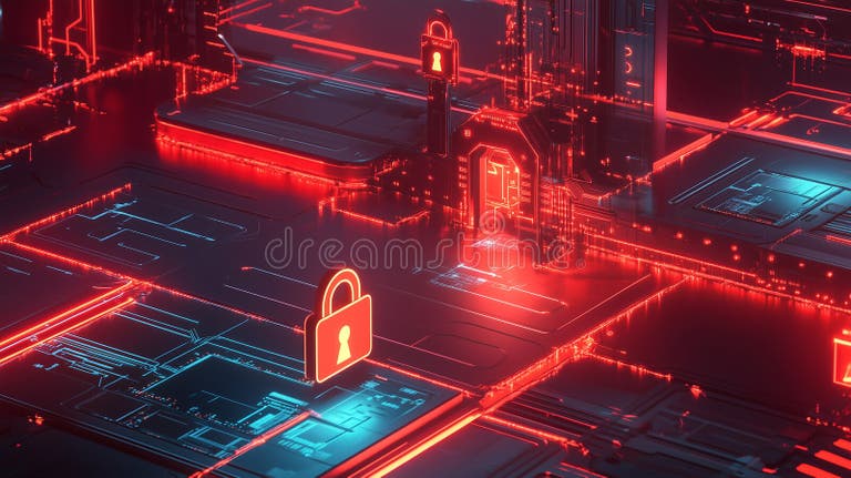 Complex Data Stream Flowing through a Series of Lock Icons. by ...