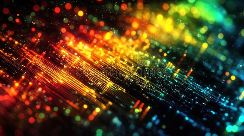 Futuristic Data Stream Flowing With Colorful Bokeh Effect Stock Image Image Of Blur Bright