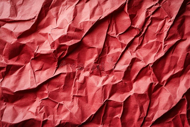 Intricate Patterns of a Deeply Creased Red Paper Surface in Closeup ...