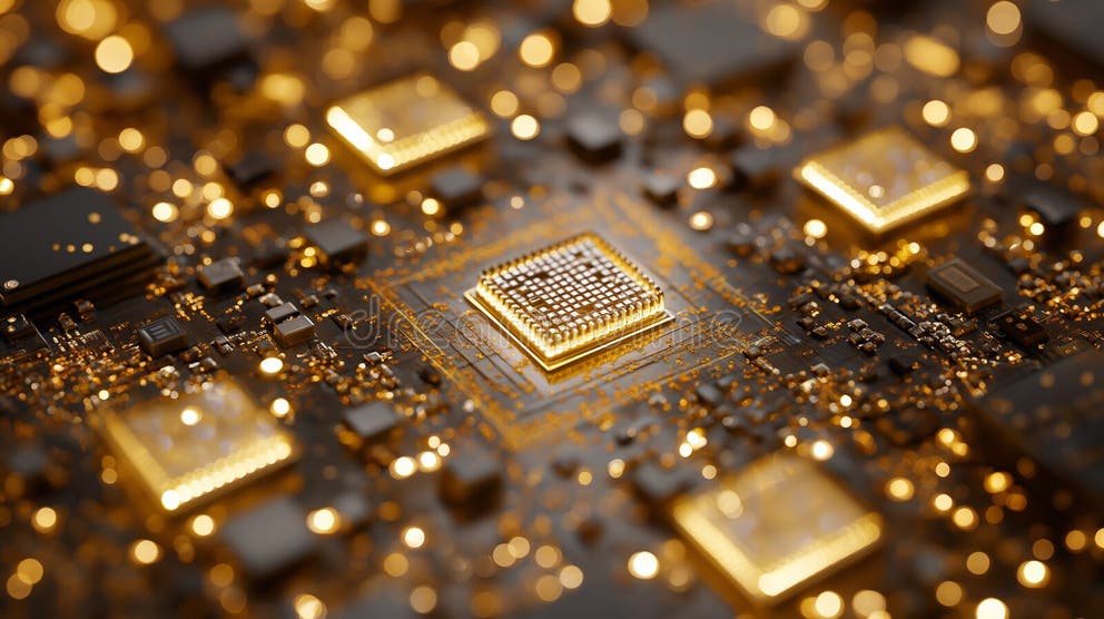 Complex Design of Quantum Processor Stock Photo - Image of component ...