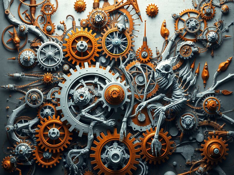 A Complex and Detailed Digital Artwork Featuring an Amalgamation of ...