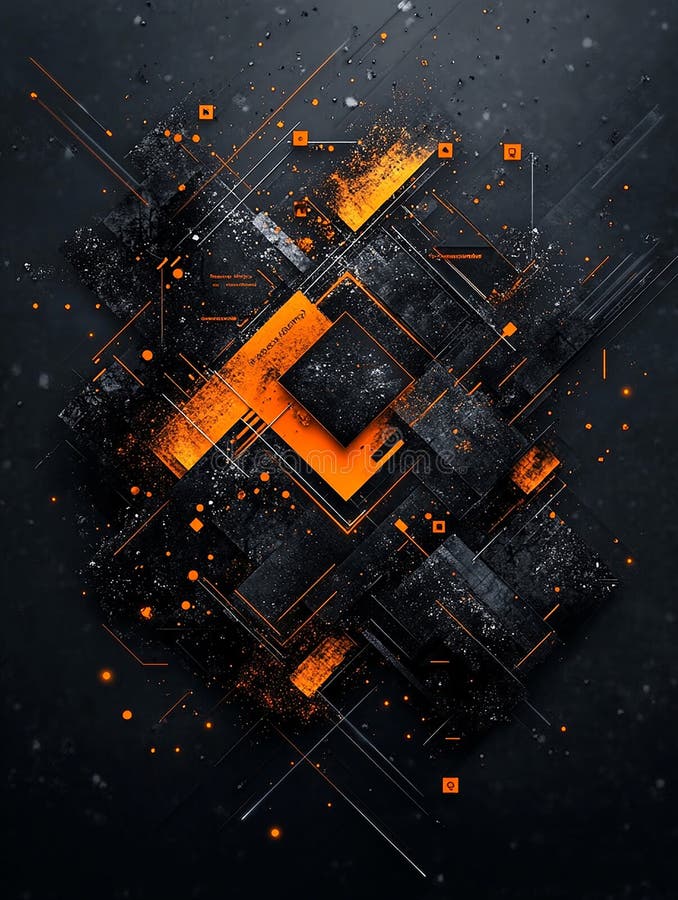 Complex Digital Abstract Artwork with Overlapping Geometric Shapes ...