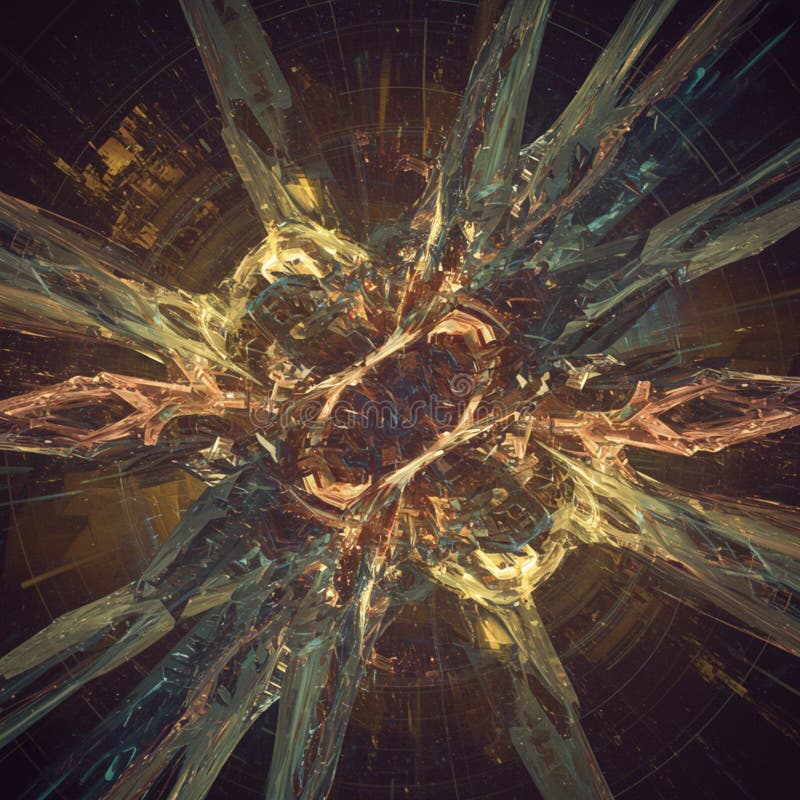 A Complex Digital Artwork Featuring Sharp, Crystalline Structures ...