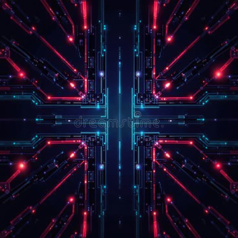 Complex Digital Circuitry Pattern on Dark Backdrop , Technology ...