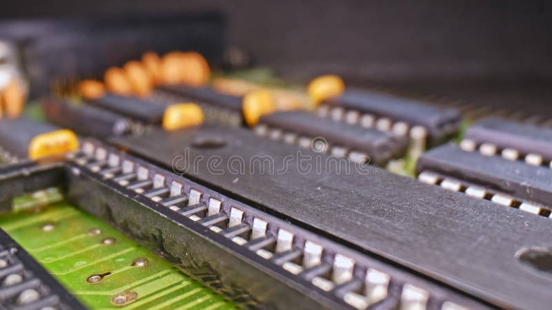 Complex Electronic Circuit Board with THT Components Resistor Capacitor ...