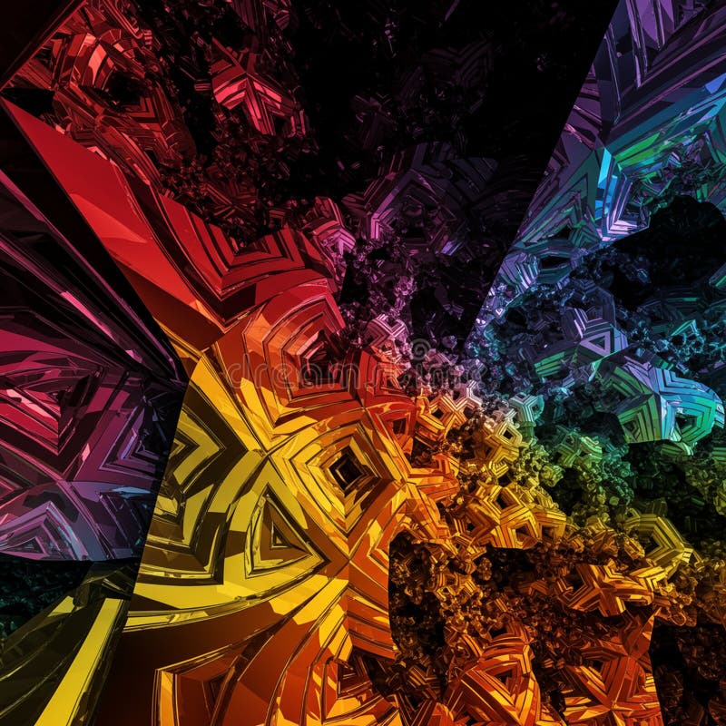 A Complex Digital Fractal Art Piece Featuring Vivid, Intertwining ...