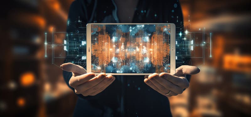 Complex Digital Interface with Glowing Lines and Nodes, Generative AI ...