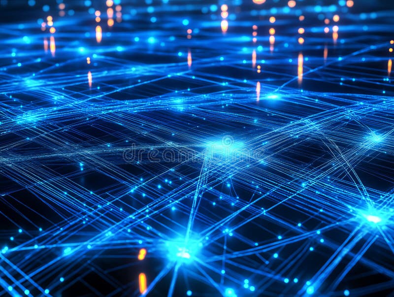 Complex Digital Network with Blue Lines and Data Nodes Stock ...