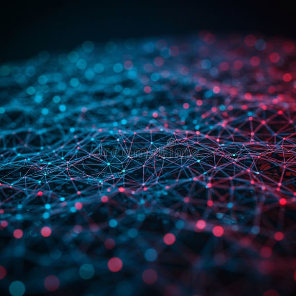 A Complex Digital Network of Interconnected Dots and Lines, with a Blue ...