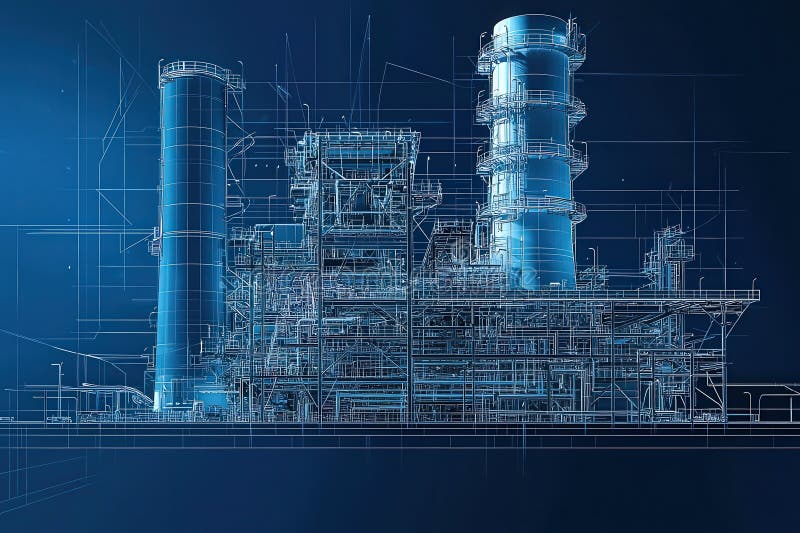 Digital Rendering of a Modern Industrial Power Plant Structure with Detailed Design Features ...