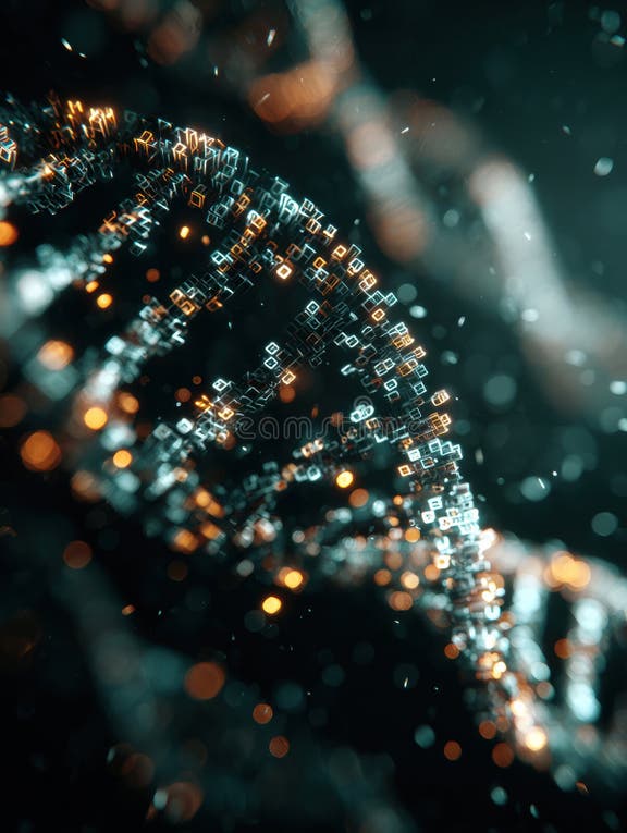 Complex Digital Representation of DNA Strands Illuminated by Orange and Blue Lights in a Dark ...