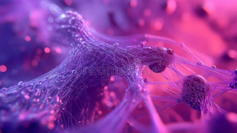 Complex Digital Structure with Glowing Purple Connections Stock Photo ...