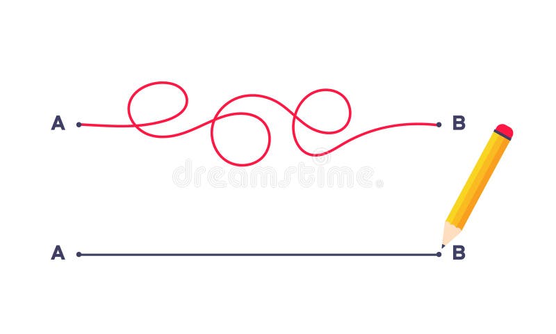 Complex and Easy Simple Way from Point a To B Vector Illustration ...
