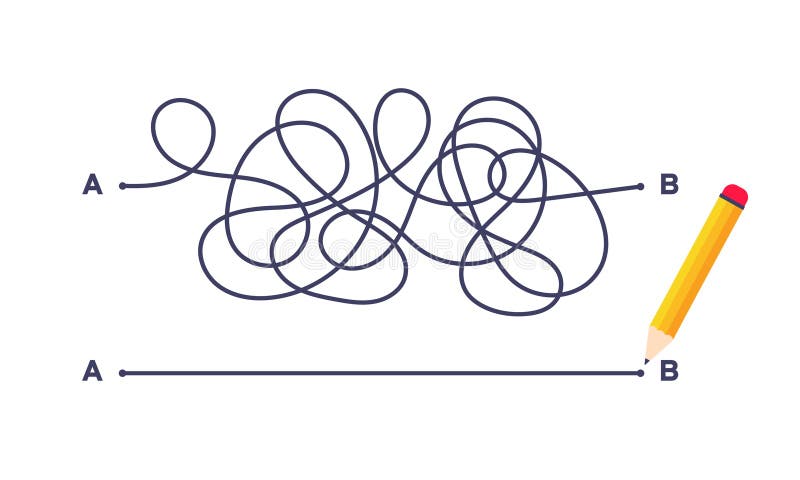 Complex and Easy Simple Way from Point a To B Vector Illustration ...