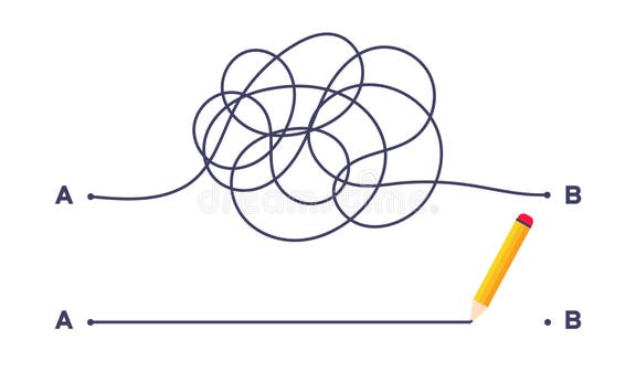 Complex and Easy Simple Way from Point a To B Vector Illustration ...