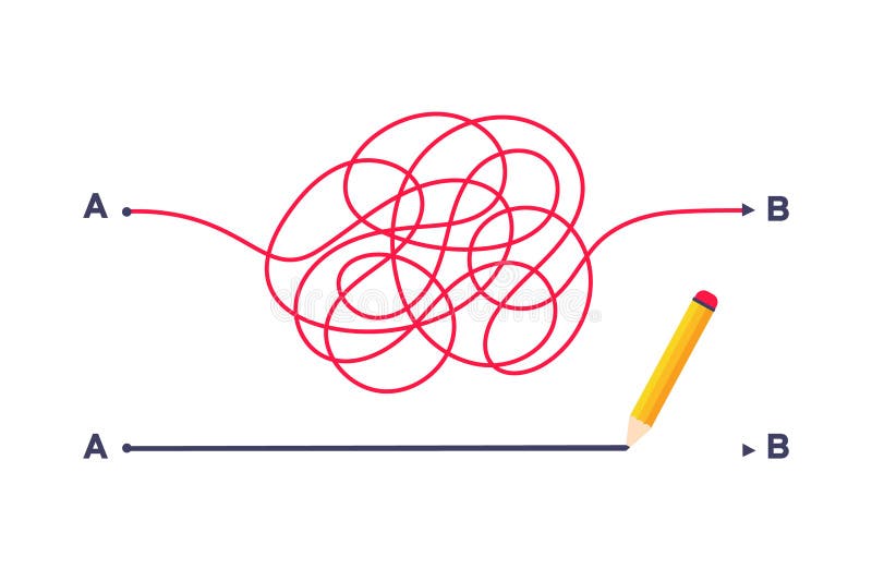 Complex and Easy Simple Way from Point a To B Vector Illustration ...