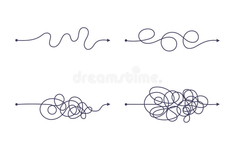 Complex and Easy Simple Way from Start To End Vector Illustration Set ...