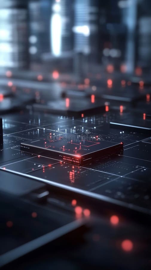 Electronic Circuit Board with Glowing Components and Intricate Design ...