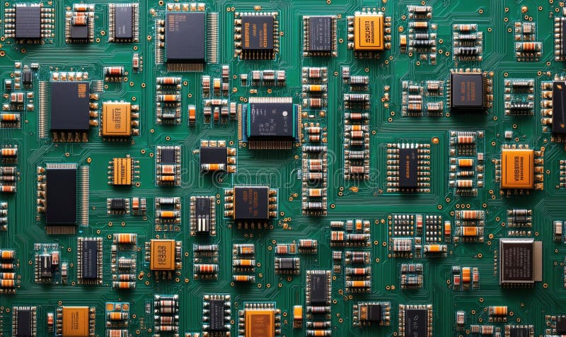Complex Electronic Circuit Board with Integrated Circuits, Capacitors ...