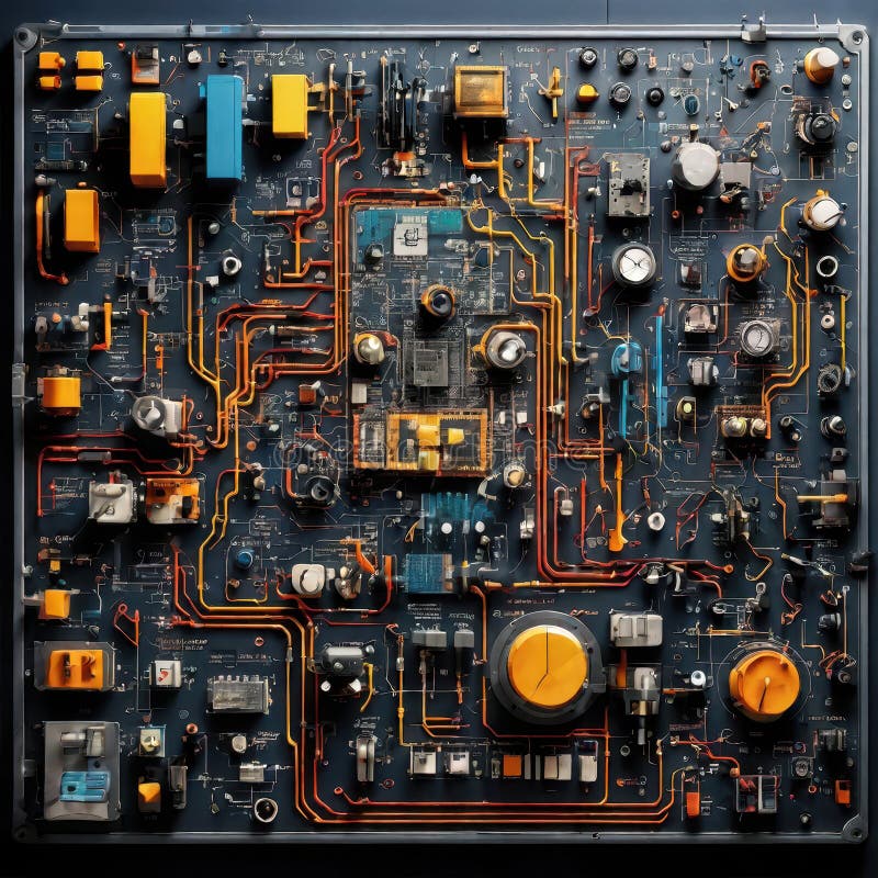 Detailed Closeup Complex Circuit Board Intricate Electrical Pathways ...