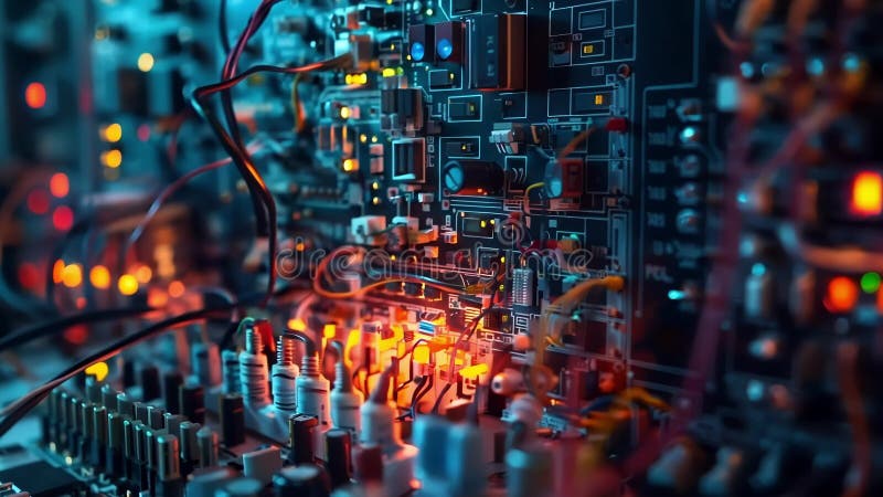 Complex Electronic Circuit Board Lighting Up during Testing Stock Video ...