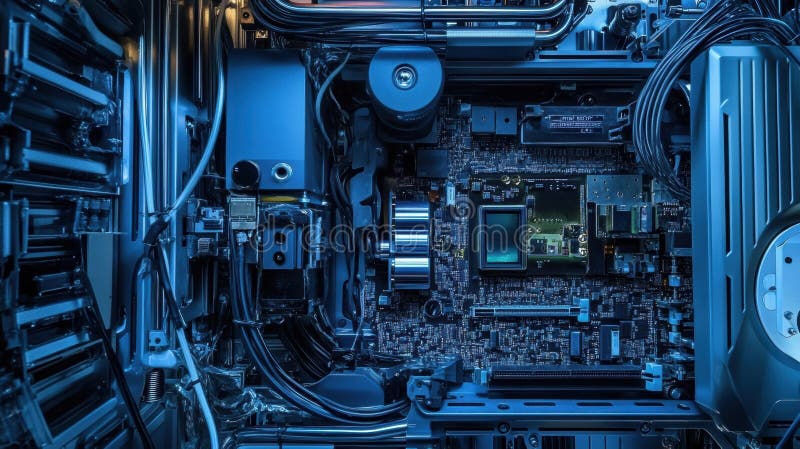 Complex Electronic Circuitry Powering Advanced Technology in Blue Light ...