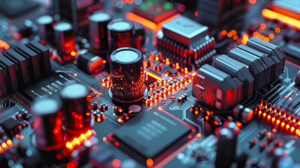 Complex Electronic Circuits and Components of a Computer Stock ...