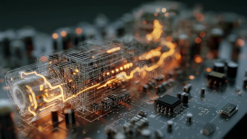 Agrirobotic Tractor Circuit Board Installation with Glowing Connections ...