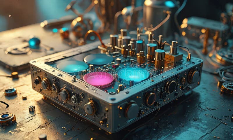 Complex Electronic Device with Circuit Board and Various Components ...