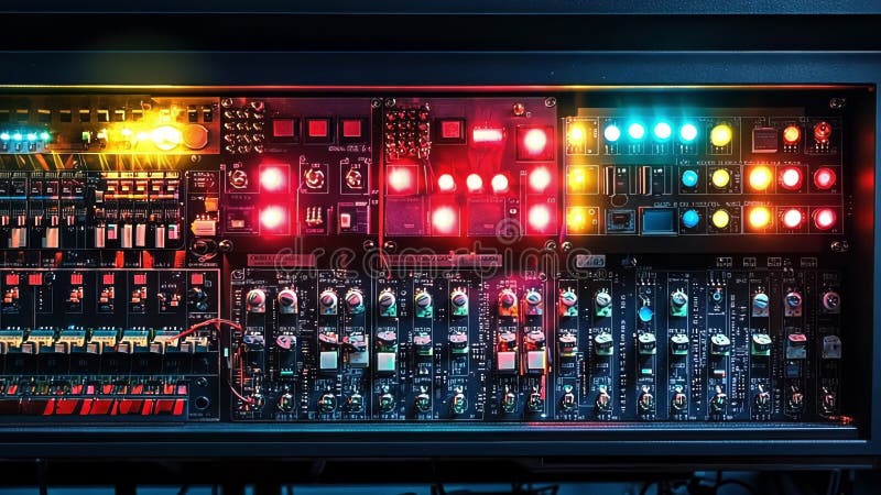 Electronic Device Blinking Lights Sequence on Black Background Stock ...