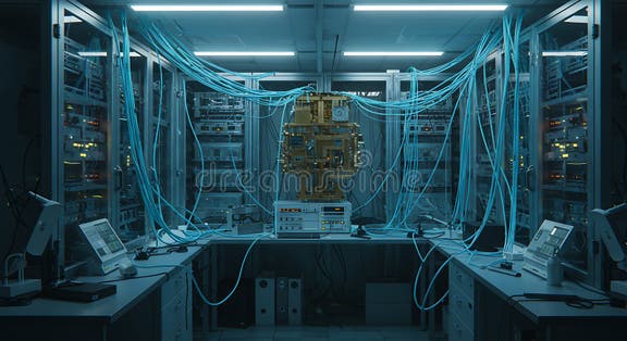 Complex Electronic Device with Wires in a Science Lab Environment Stock ...