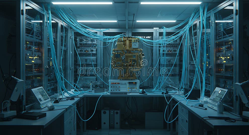 Complex Electronic Device with Wires in a Science Lab Environment Stock ...
