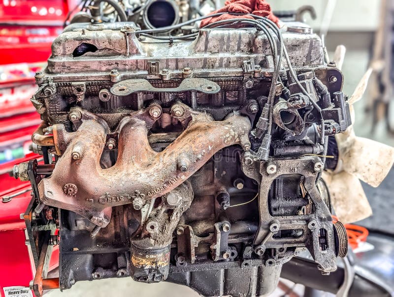 Complex Engine Work in Auto Shop Stock Photo - Image of engine ...