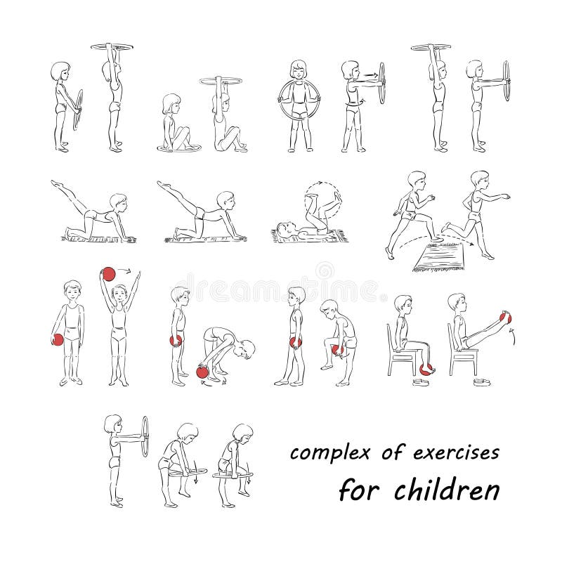 Complex of exercises stock vector. Illustration of design - 77617704