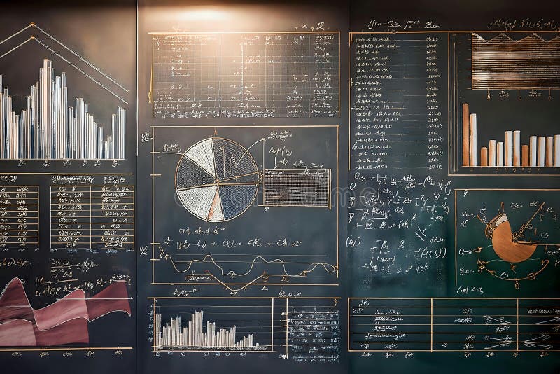 Complex Finance Equations and Formulas in Chalk on a Blackboard in a ...