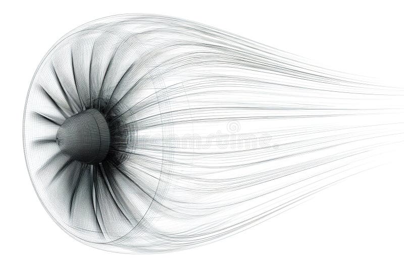 Complex Flow Dynamics Illustrate a Jet Engine Design Showcasing Airflow ...